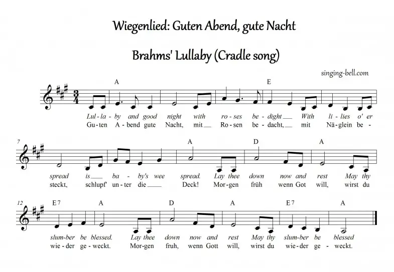 Brahms' Lullaby (Cradle Song/Lullaby and Goodnight)
