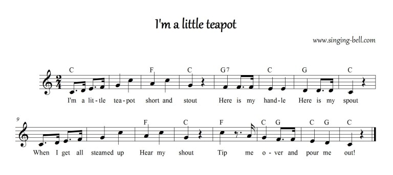 I’m a Little Teapot | Song, Karaoke, Printable Score, PDF