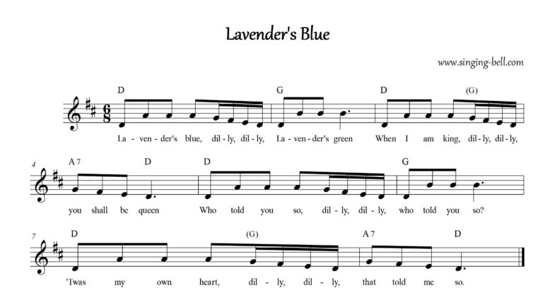 Lavender's Blue Piano Tutorial, Notes, Chords, Sheet Music