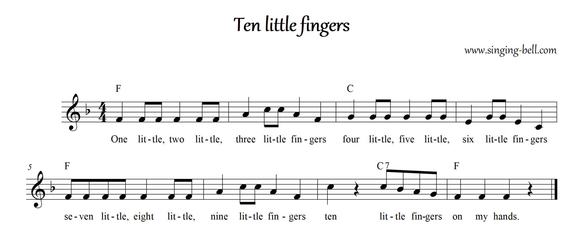 Ten Little Fingers | Karaoke Video, Lyrics, Sheet Mu