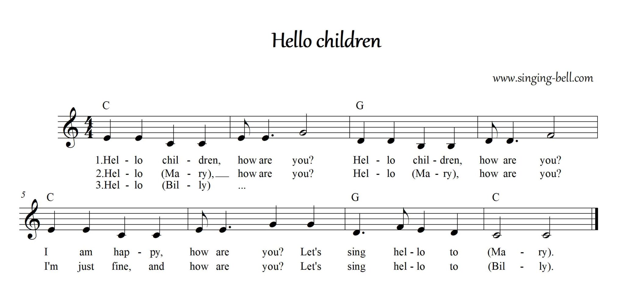 Hello Children : Singing Bell
