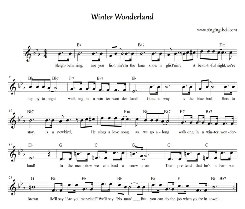 Winter Wonderland - Piano Sheet Music PDF - Tutorial Video