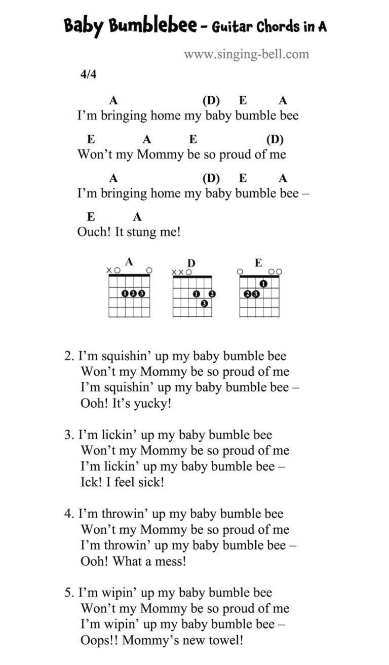 Baby Bumblebee Karaoke, Sing-Along, Printable Score PDF