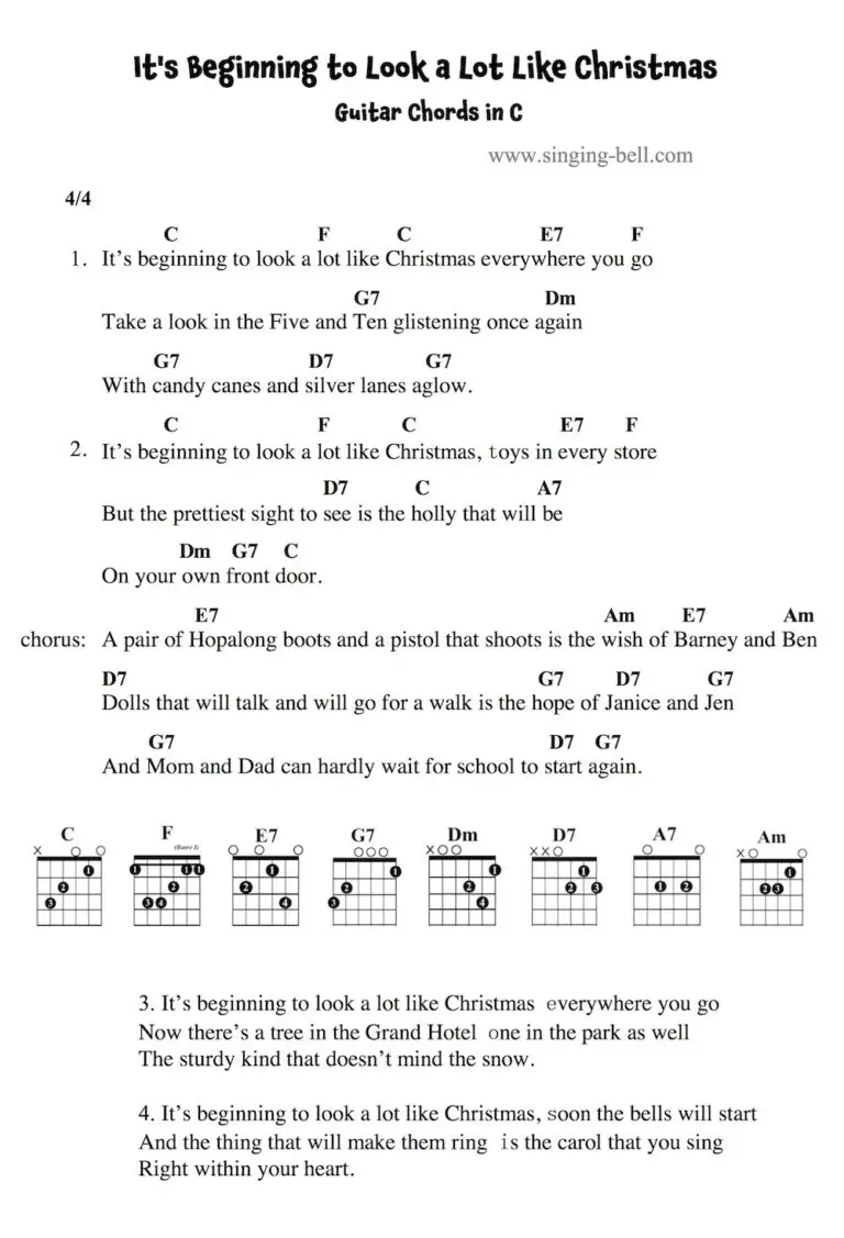 It's Beginning to Look a Lot Like Christmas Guitar Chords