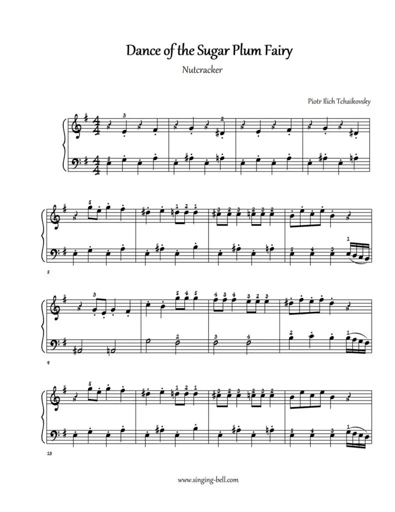 Dance of the Sugar Plum Fairy - Piano Tutorial, Sheet Music