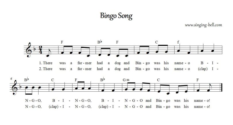 Bingo Song Piano Sheet Music, Notes, Chords, Piano Tutorial