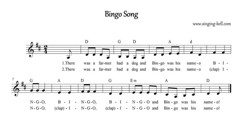 Bingo Song Piano Sheet Music, Notes, Chords, Piano Tutorial