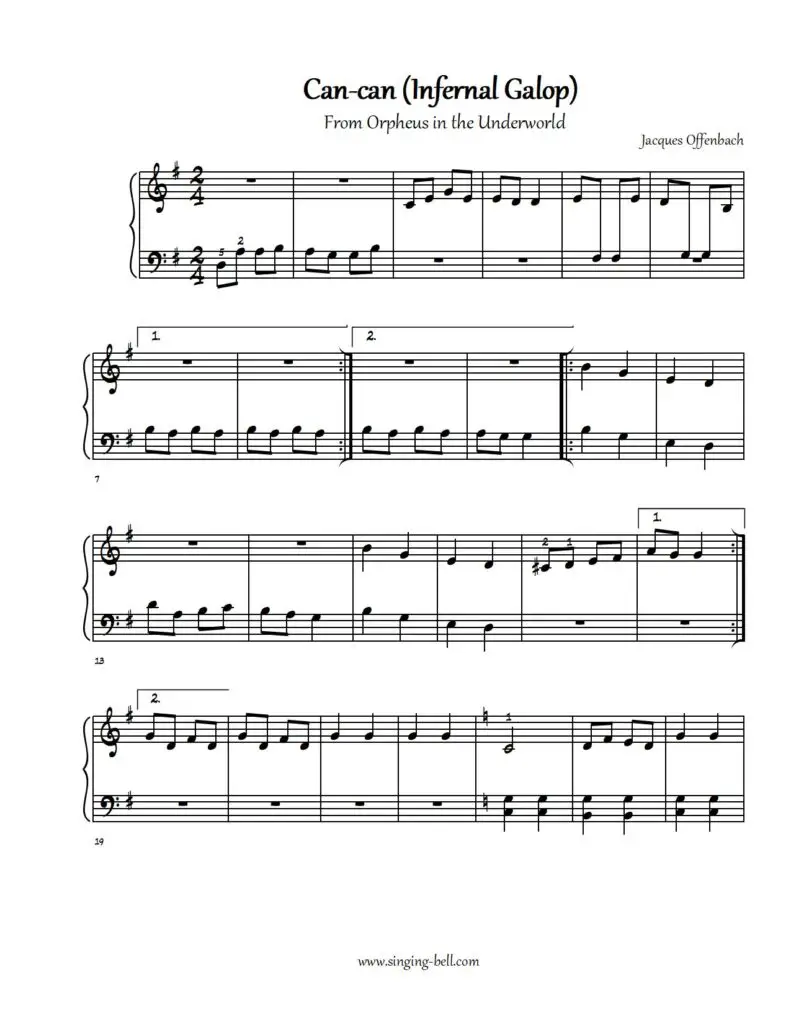 Jacques Offenbach's Can Can Piano Sheet Music, Tutorial