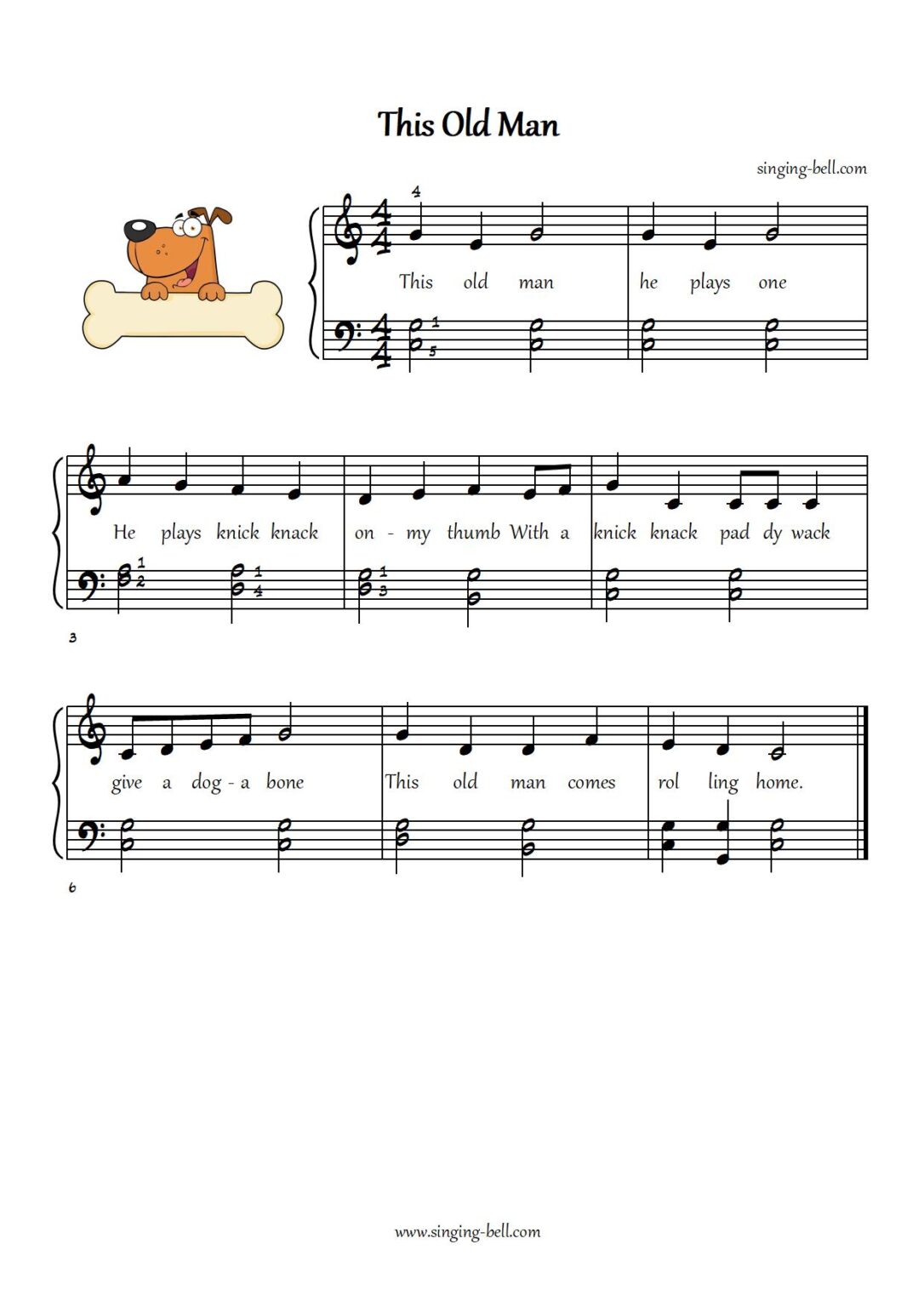 This Old Man Easy Piano Tutorial Notes Chords Sheet Music