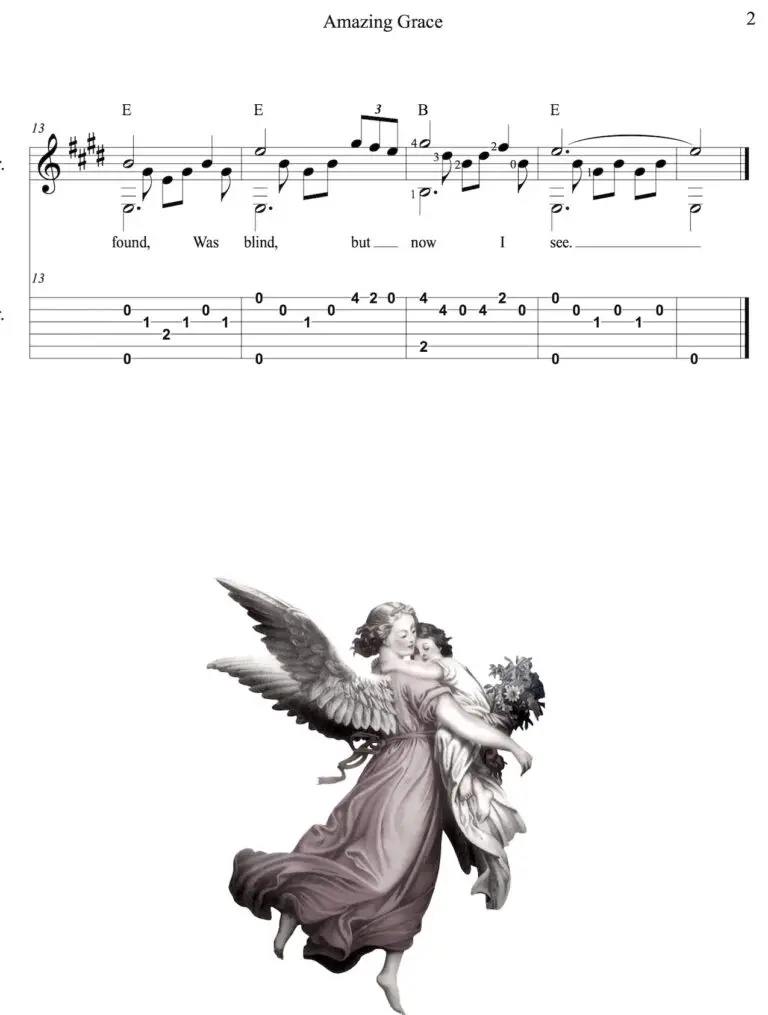 Amazing Grace - Guitar Chords Tabs Notes Printable PDF