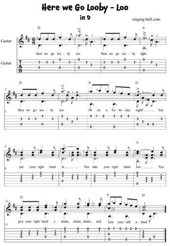Here We Go Looby Loo - Guitar Chords, Tabs, Sheet Music PDF