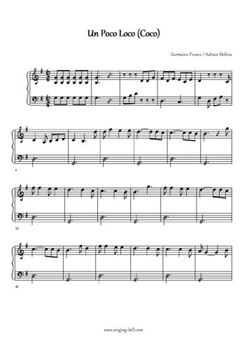 Un Poco Loco (Coco) – Piano Tutorial, Notes, Sheet Music : Singing Bell