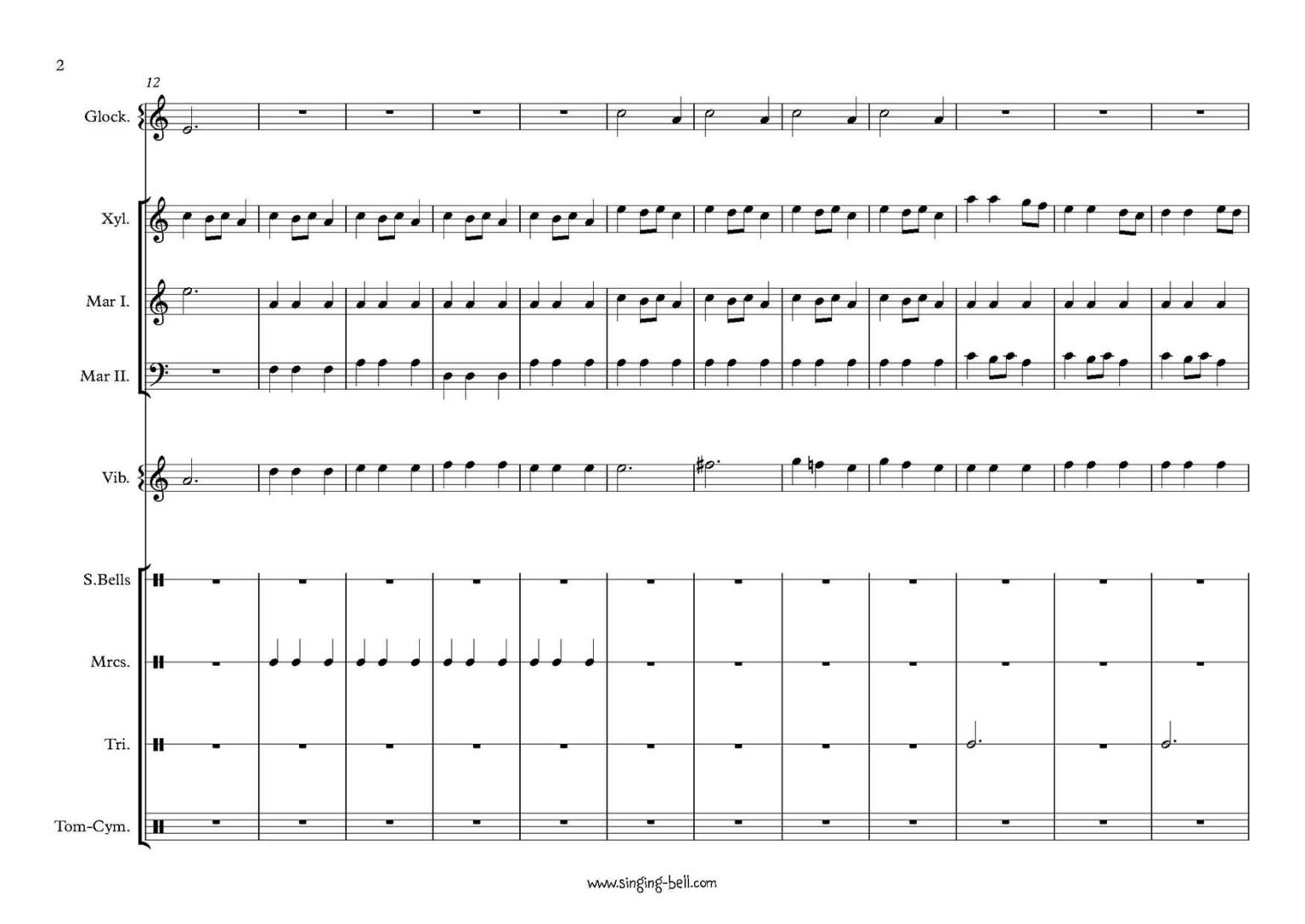 Carol of the Bells - Percussion Ensemble/Marimba Sheet Music