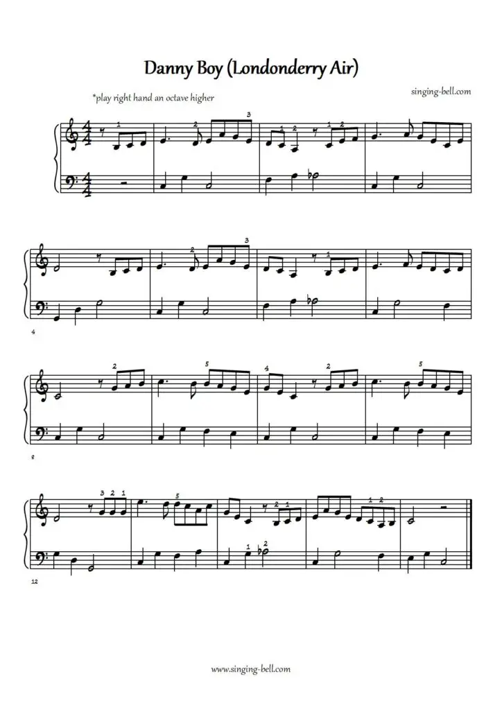 Danny Boy Piano Sheet Music with chords + Piano Tutorial