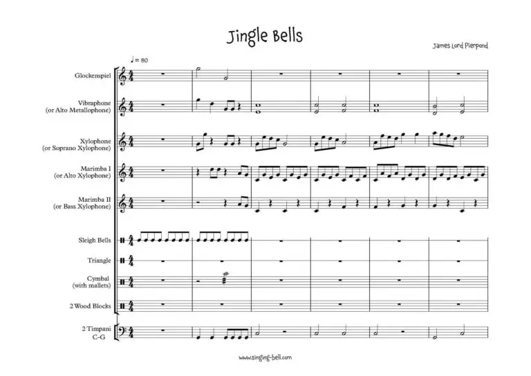 Jingle Bells - Percussion / Orff / Solo Marimba Sheet Music