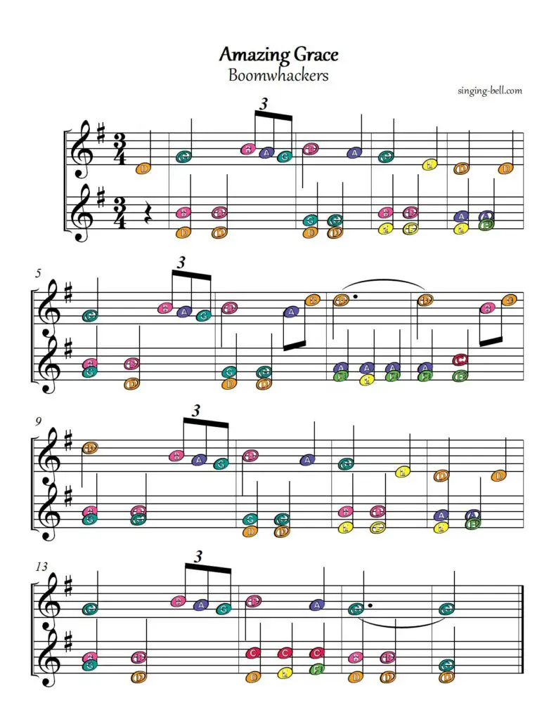 Amazing Grace - How to Play on Boomwhackers or Handbells