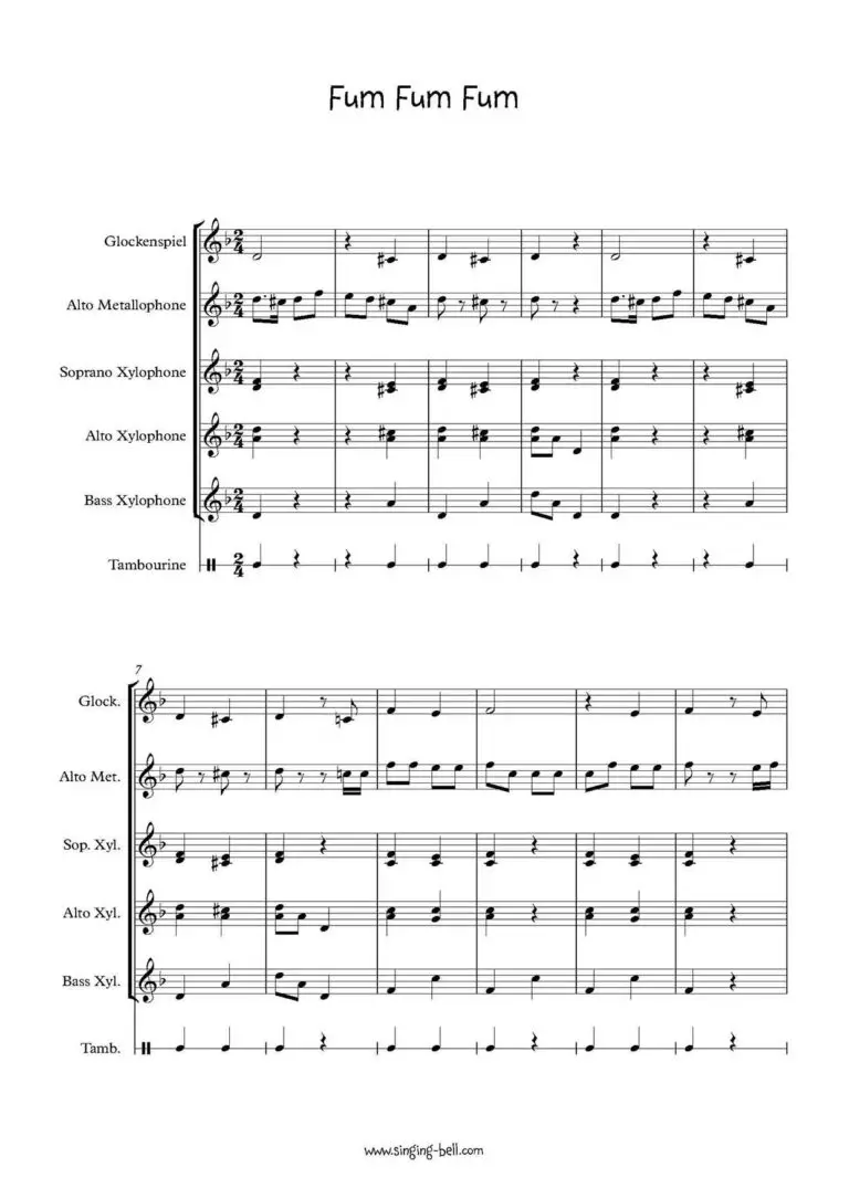 Fum, Fum, Fum - Percussion and Orff Arrangement Sheet Music