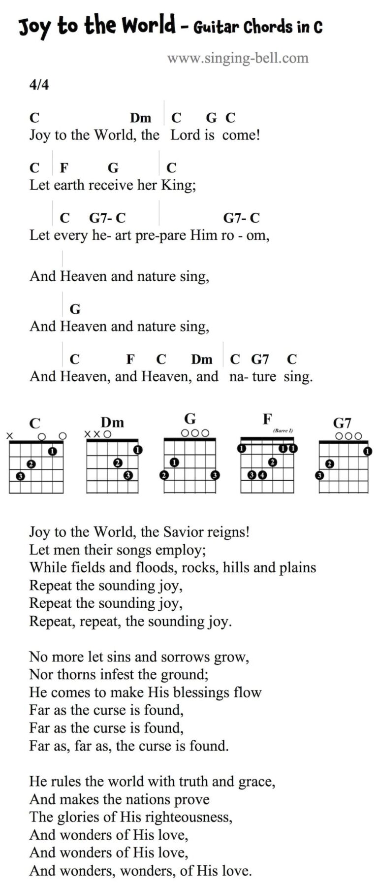 18 Easy Christmas Songs on the Guitar with Chords and Tabs : Singing Bell