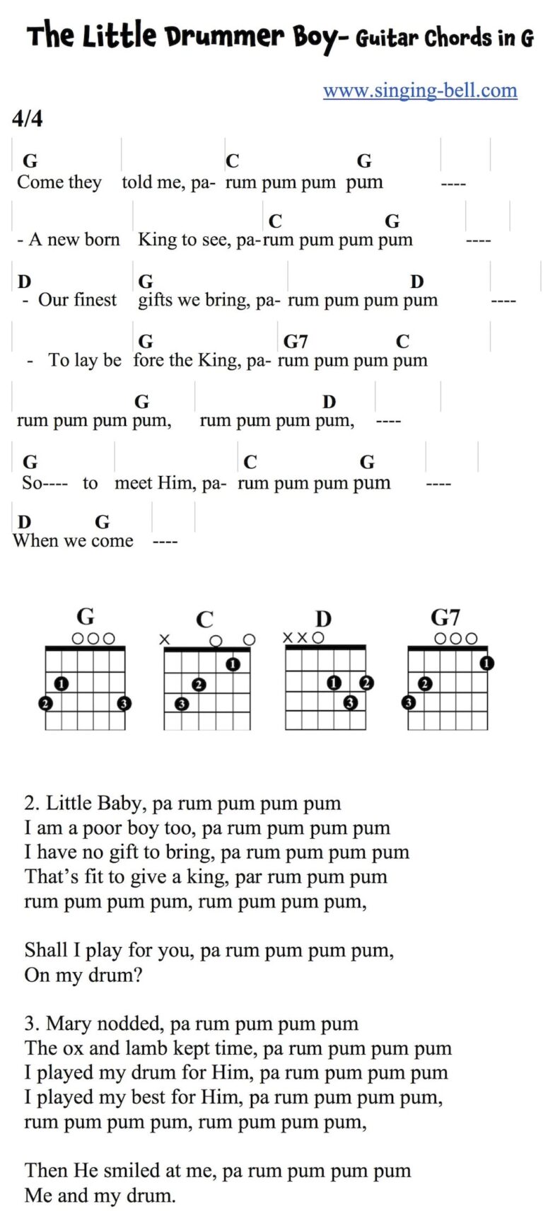 18 Easy Christmas Songs on the Guitar with Chords and Tabs : Singing Bell