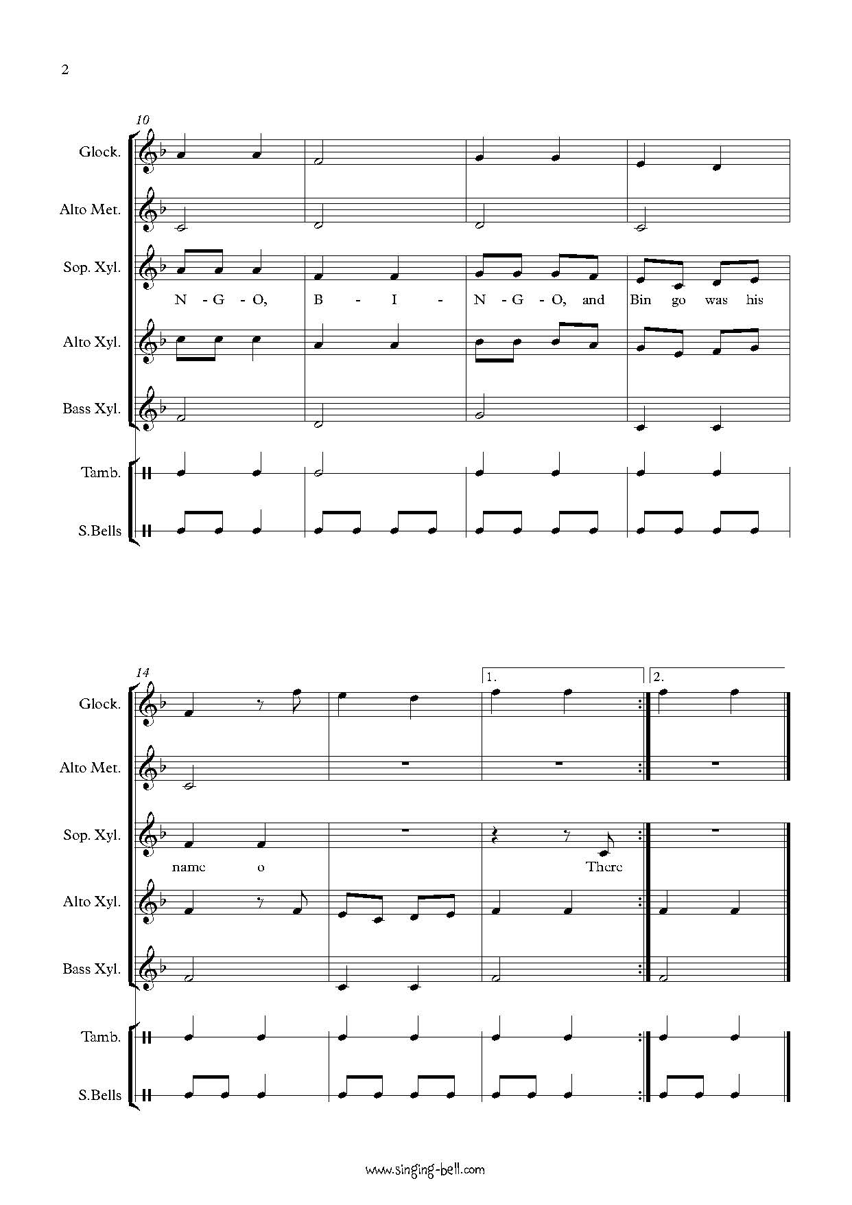 Play the Bingo Song! - Orff Arrangement Sheet Music andPDF