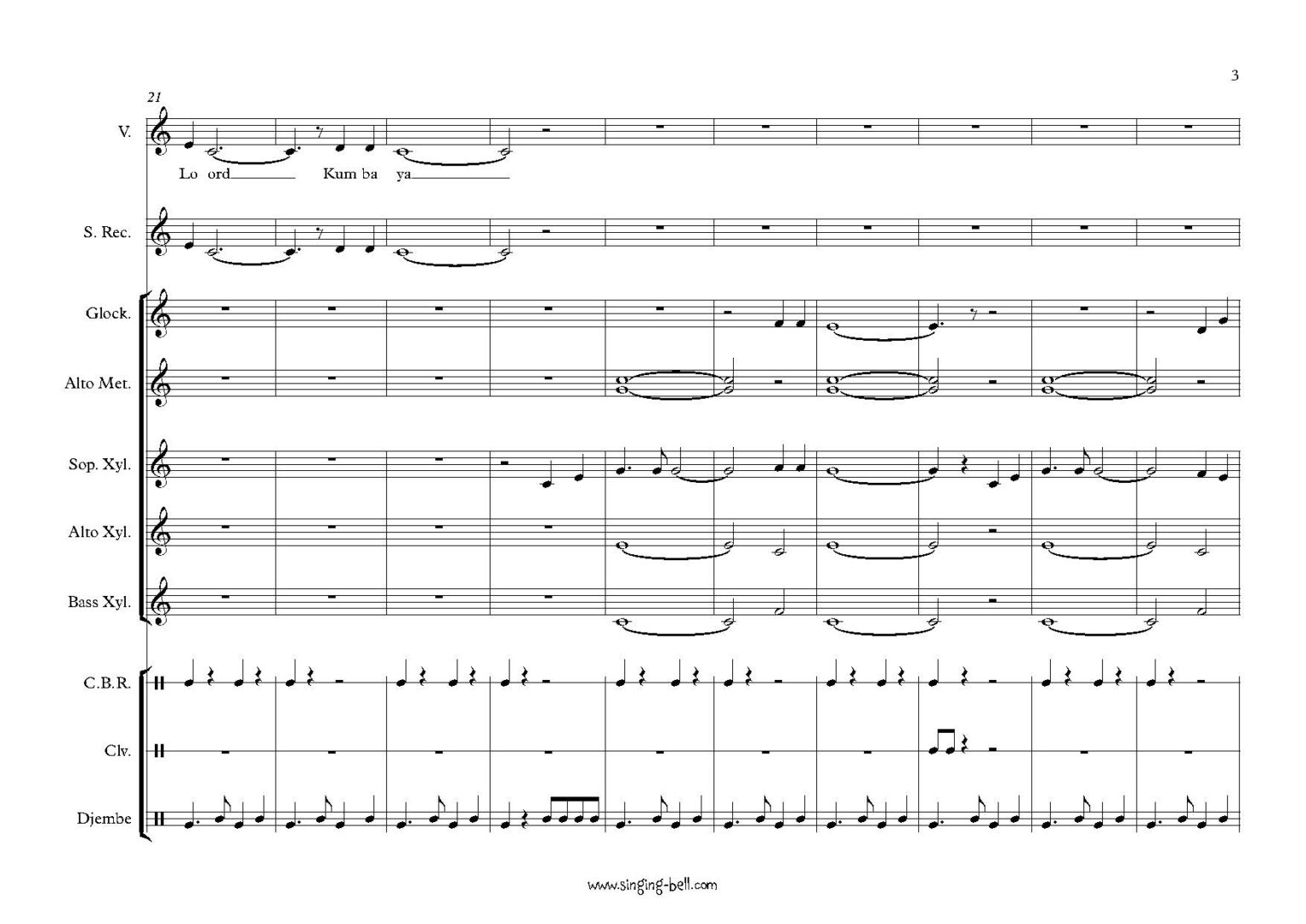 How to Play Kumbaya – Orff Arrangement Sheet Music and PDF : Singing Bell