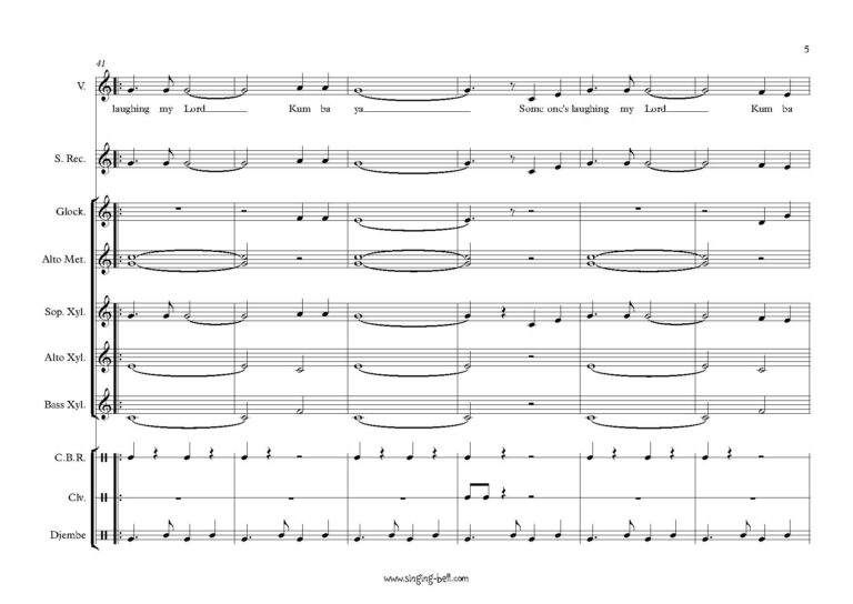 How to Play Kumbaya – Orff Arrangement Sheet Music and PDF : Singing Bell