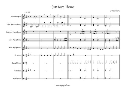 Star Wars Theme: Sheet Music for Percussion / Orff ensemble