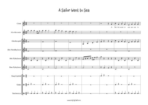 A Sailor Went To Sea - Orff Arrangement and Sheet Music