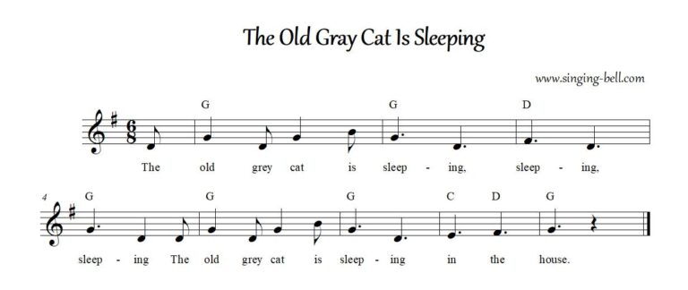 The Old Grey Cat Is Sleeping - Sheet Music, Chords, Lyrics