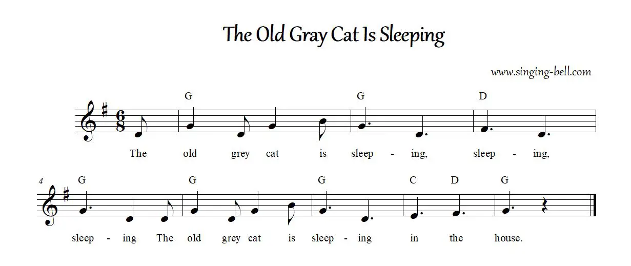 The Old Grey Cat Is Sleeping - Sheet Music, Chords, Lyrics