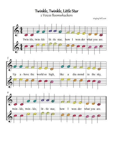 Twinkle Twinkle Little Star Boomwhackers Sheet Music