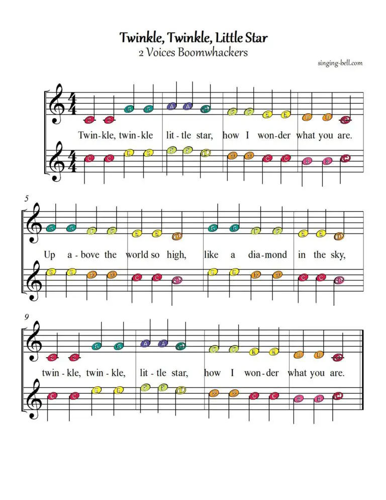 Twinkle Twinkle Little Star Boomwhackers Sheet Music