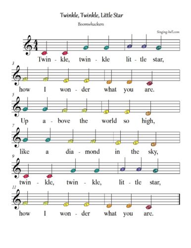 Twinkle Twinkle Little Star Boomwhackers Sheet Music