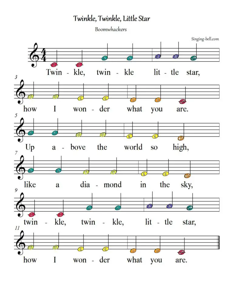 Twinkle Twinkle Little Star Boomwhackers Sheet Music