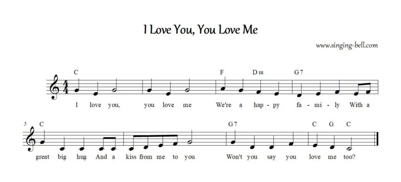 I Love You, You Love Me Sheet Music and Karaoke